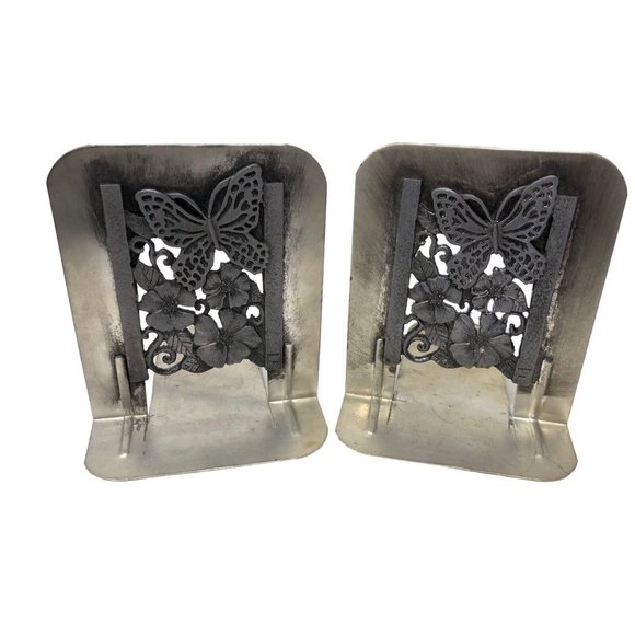 Metzke | Accents | Vintage 98 Metzke Pewter Butterfly Flowers Bookends ...